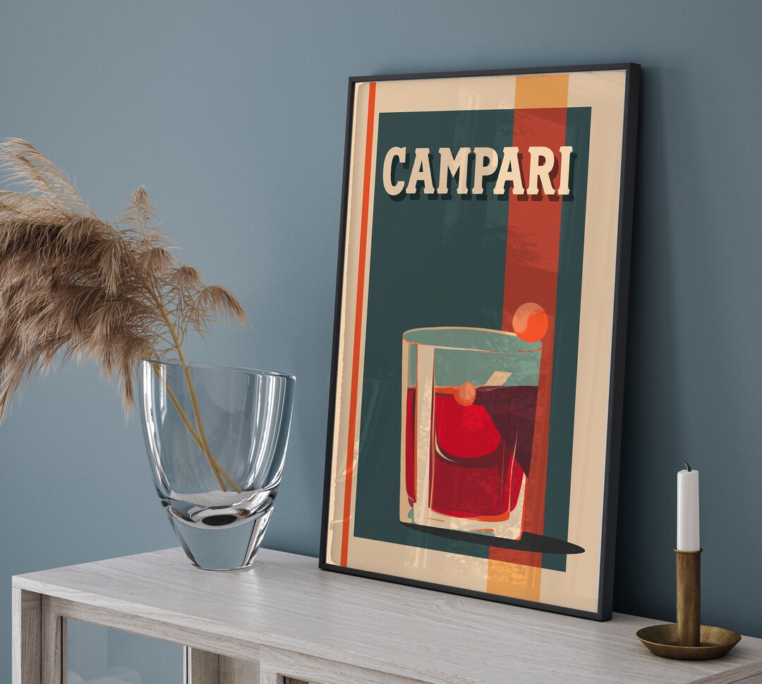 FRAMED Vintage CAMPARI Italian Poster! Wall Art for Cocktail Lovers - Etsy