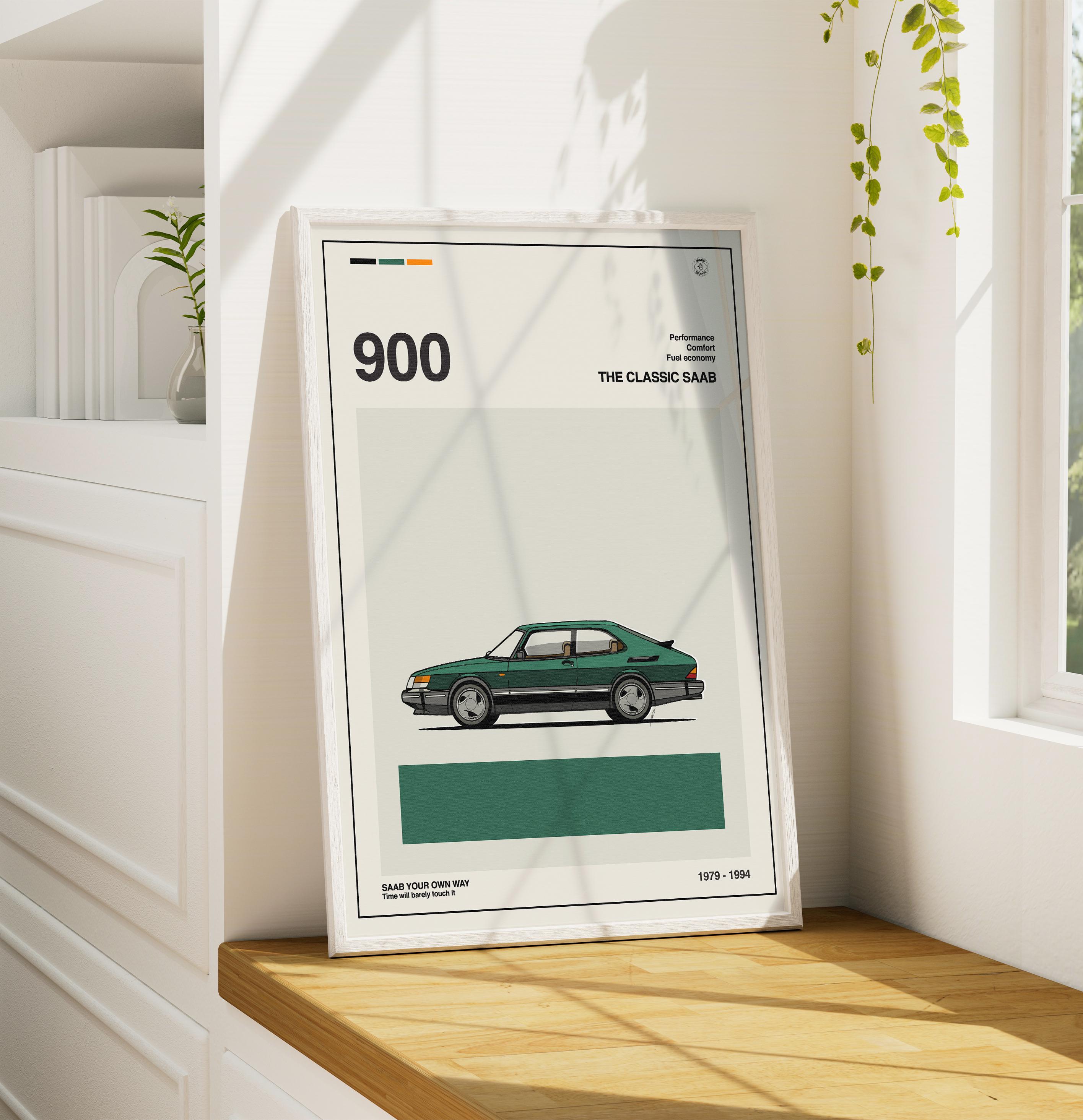 Vintage SAAB 900 Poster, Wall Art for Oldtimer Enthusiasts - Etsy
