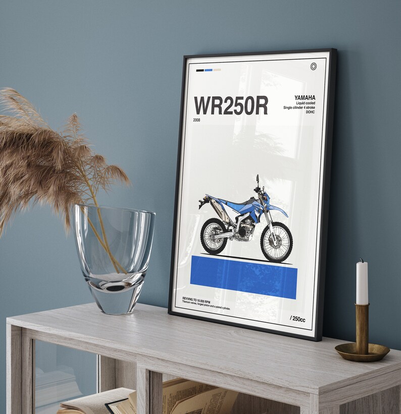 Yamaha WR250R Vintage Sketched Poster, Enduro Street off Road ...