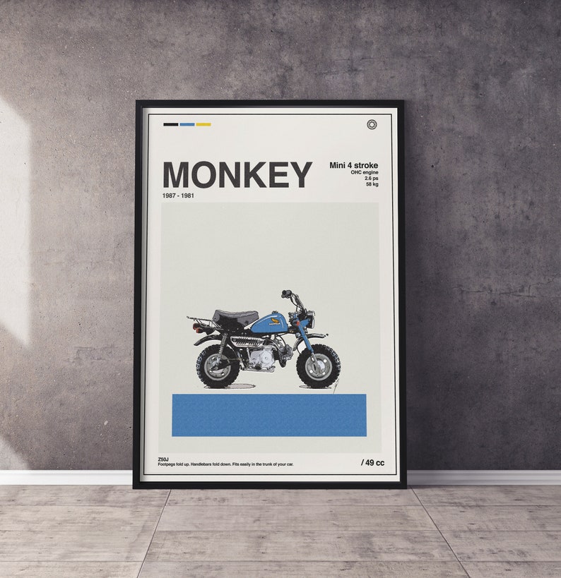 Honda Monkey Z50J Retro Poster Design - Etsy