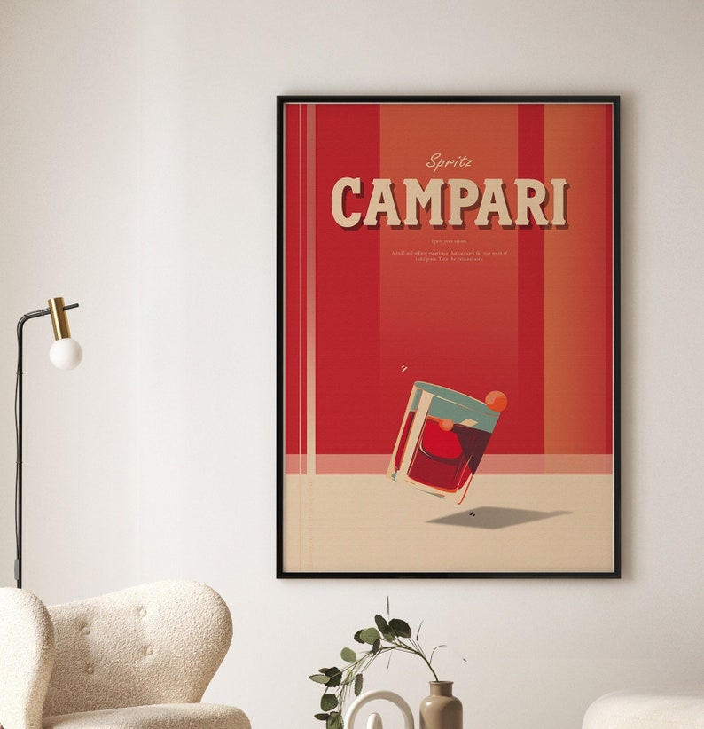 Vintage CAMPARI Italiaanse Poster, Kunst Aan De Muur Voor ...