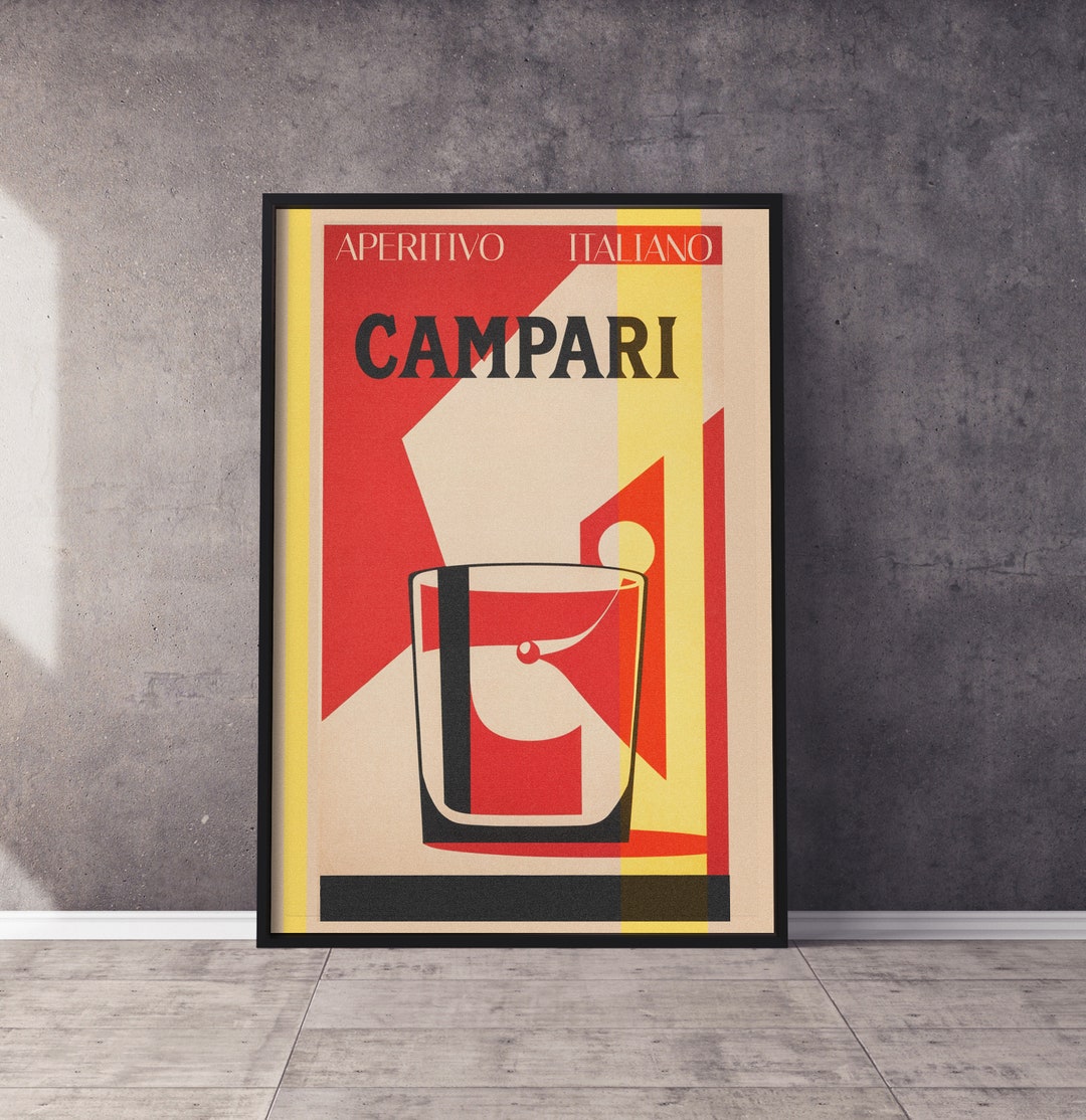 Vintage CAMPARI Italian Poster, Abstract Wall Art for Cocktail Lovers ...