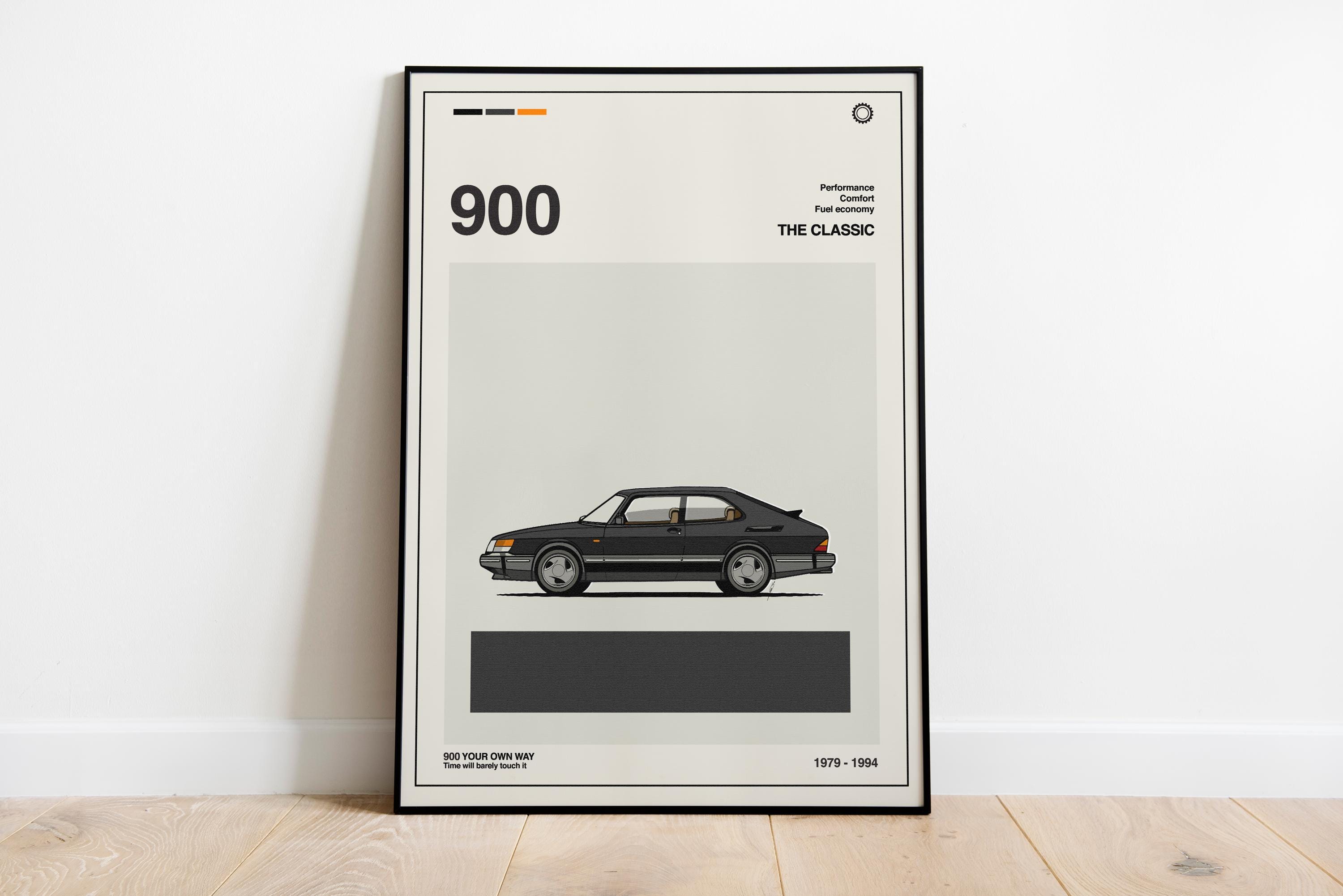 Vintage SAAB 900 Poster, Wall Art for Oldtimer Enthusiasts - Etsy