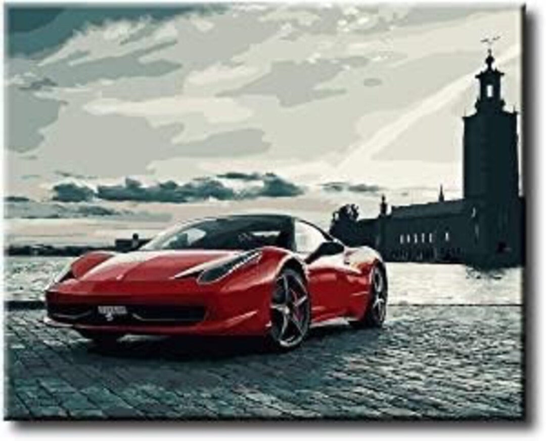 Paint by Numbers // Red Car Ferrari Painting by Numbers Kit for Adults ...