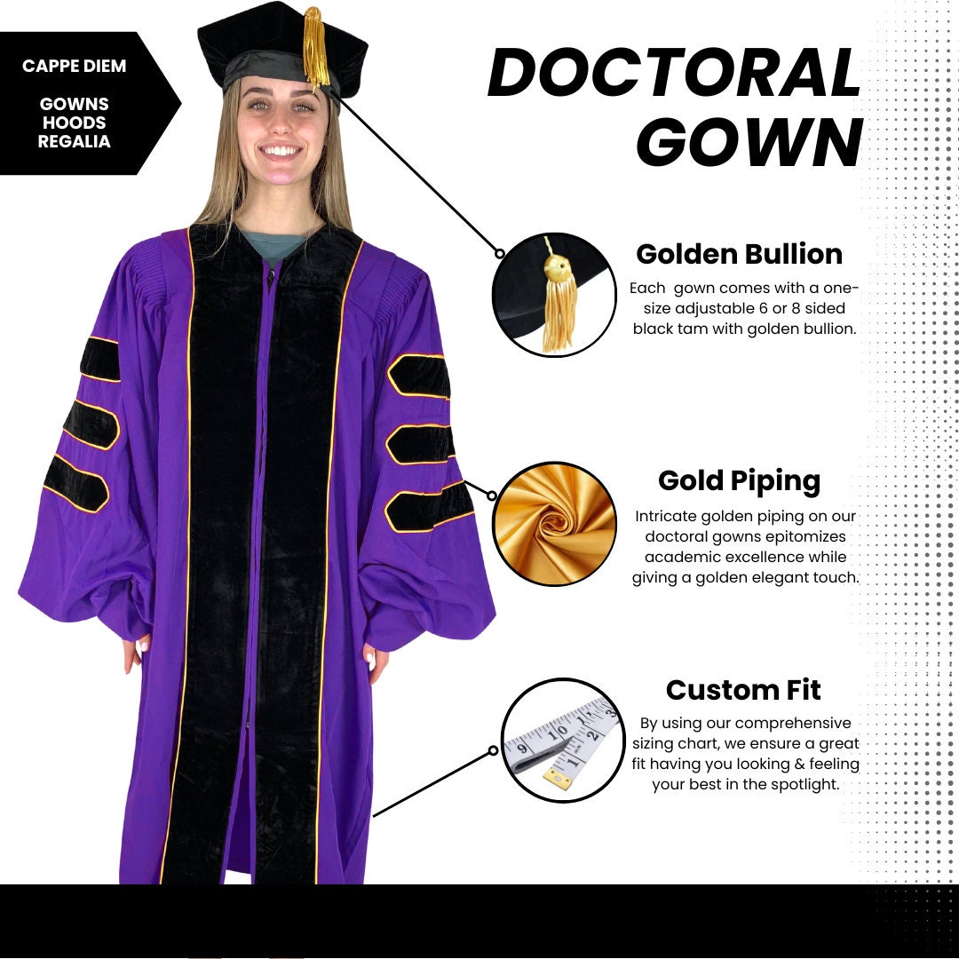 Purple Doctoral Gown and Tam Deluxe Graduation Set Graduate Attire for ...