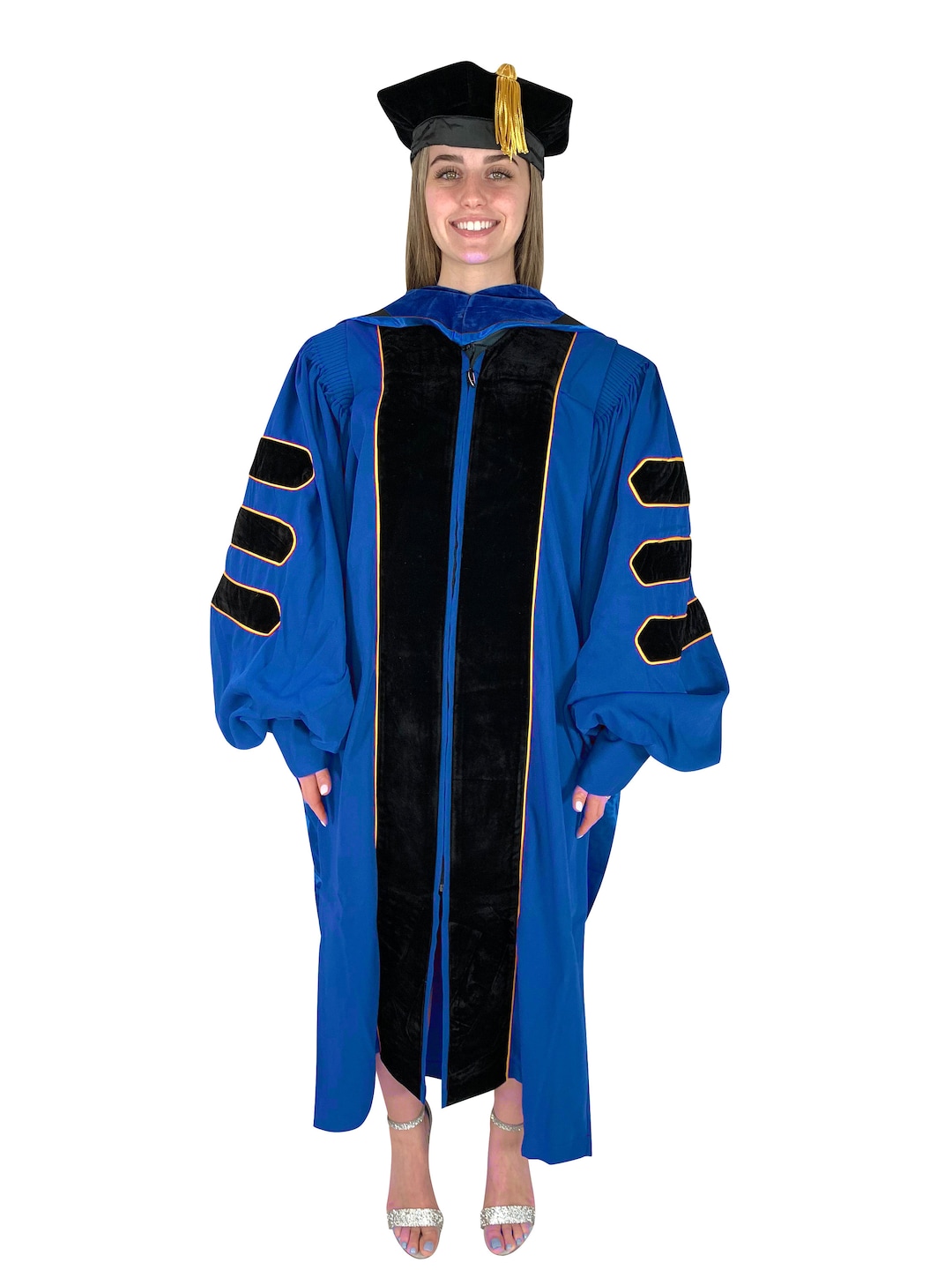 Cappe Diem Doctoral Blue Gown, Hood, & Tam Deluxe Deluxe Set ...