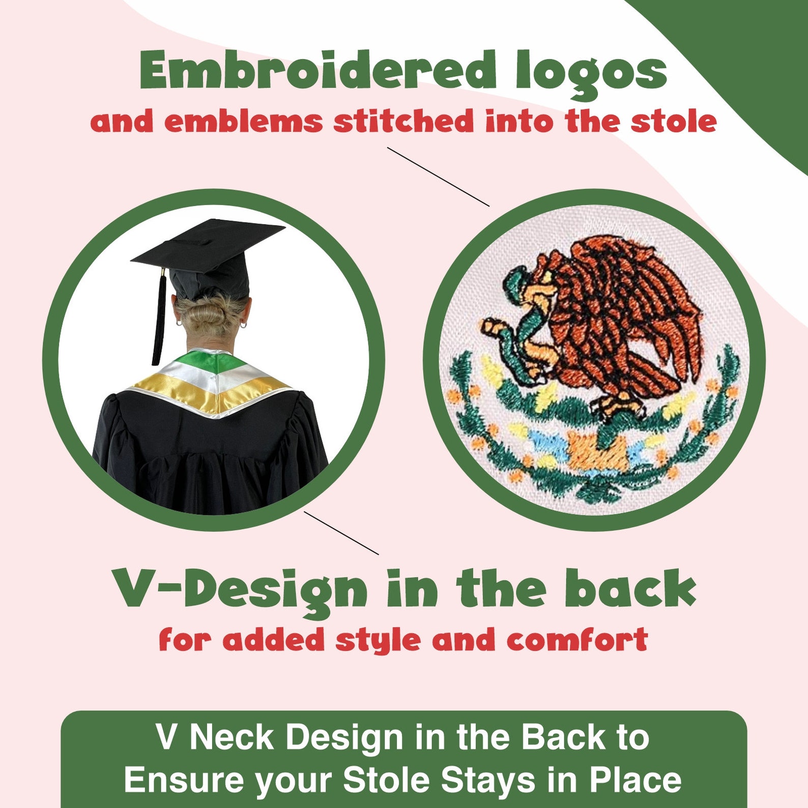 Cappe Diem Two Flag Graduation Sash Stole USA International Class of ...