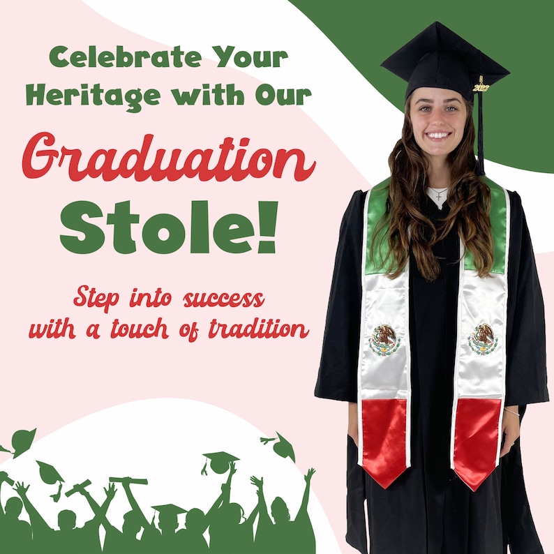 Cappe Diem Two Flag Graduation Sash Stole USA International Class of ...