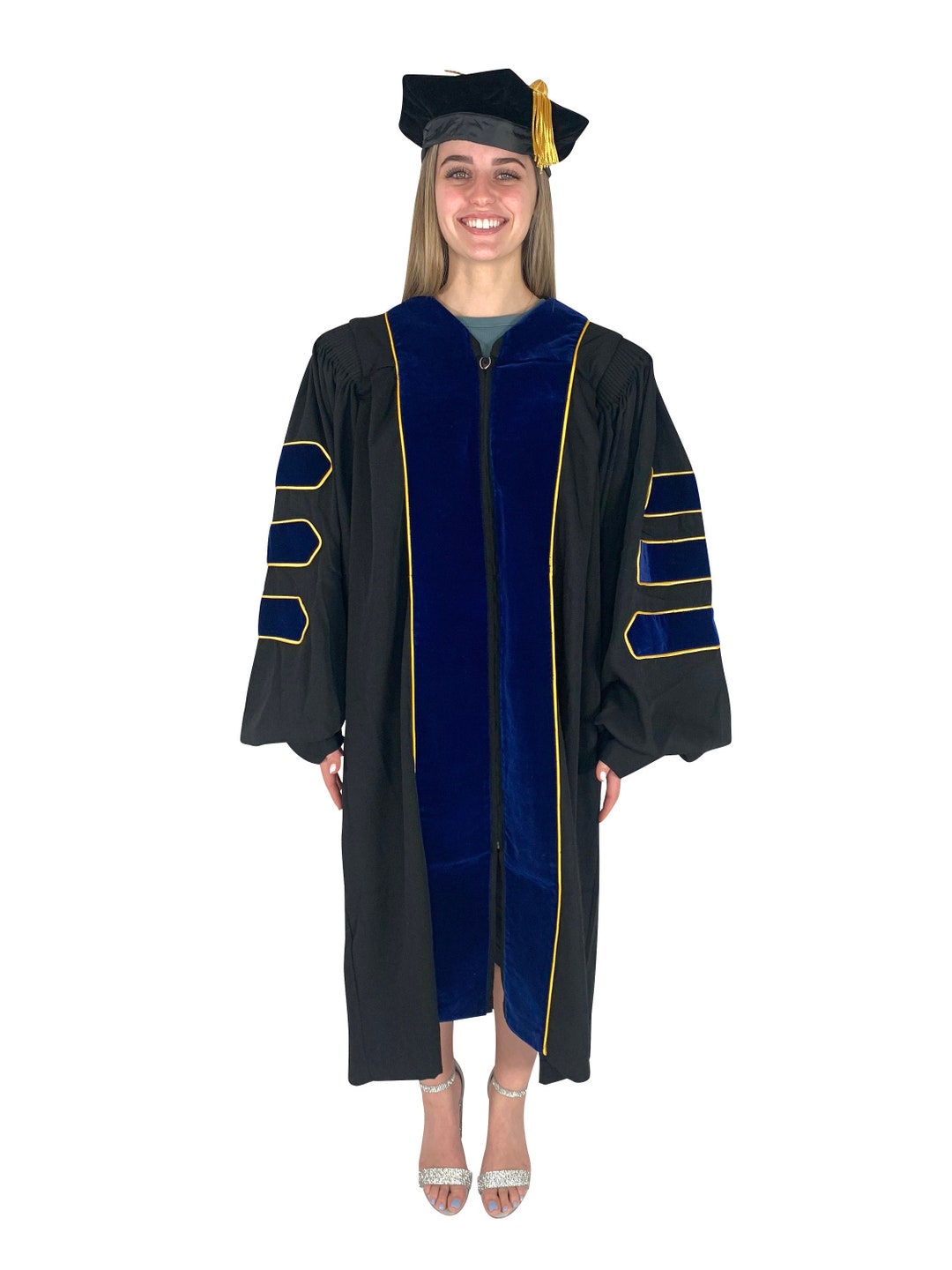 Phd Blue Doctoral Gown and Tam Deluxe Graduation Set | Graduate Attire ...