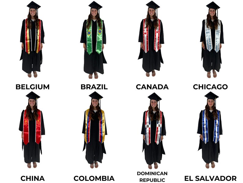 Custom Graduation Stole With Name and Text International 50+ Country ...