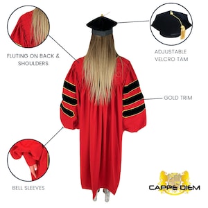 Red Doctoral Gown and Tam Deluxe Graduation Set | Graduate Attire for ...