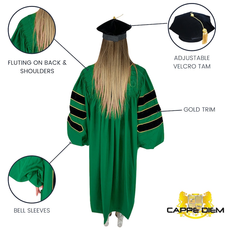 Green Doctoral Gown and Tam Deluxe Graduation Set - Etsy
