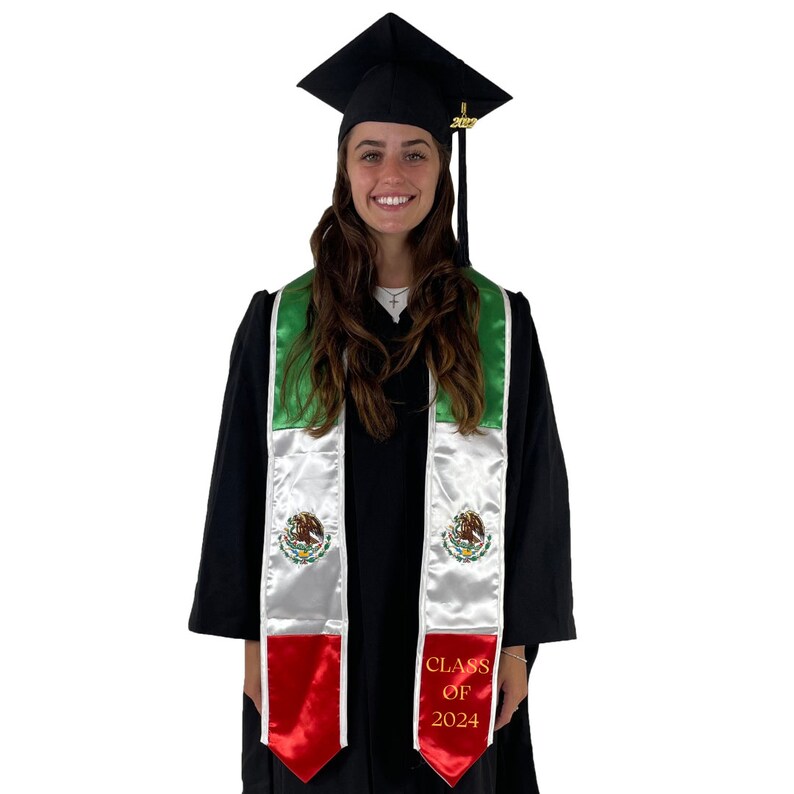 Mexico Graduation Stole Mexican American Sash Graduación Estola College Class of 2024 University ...