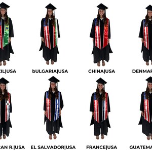 Cappe Diem Two Flag Graduation Sash Stole [USA + International] Class ...