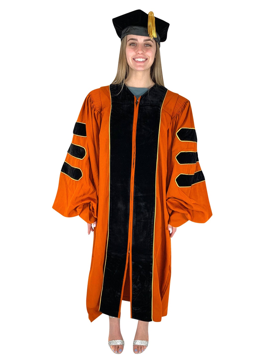 Orange Doctoral Gown and Tam Deluxe Graduation Set | Phd Graduate ...