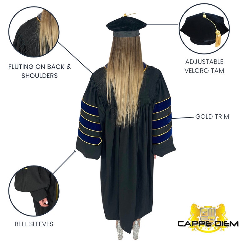 Phd Blue Doctoral Gown and Tam Deluxe Graduation Set | Graduate Attire ...