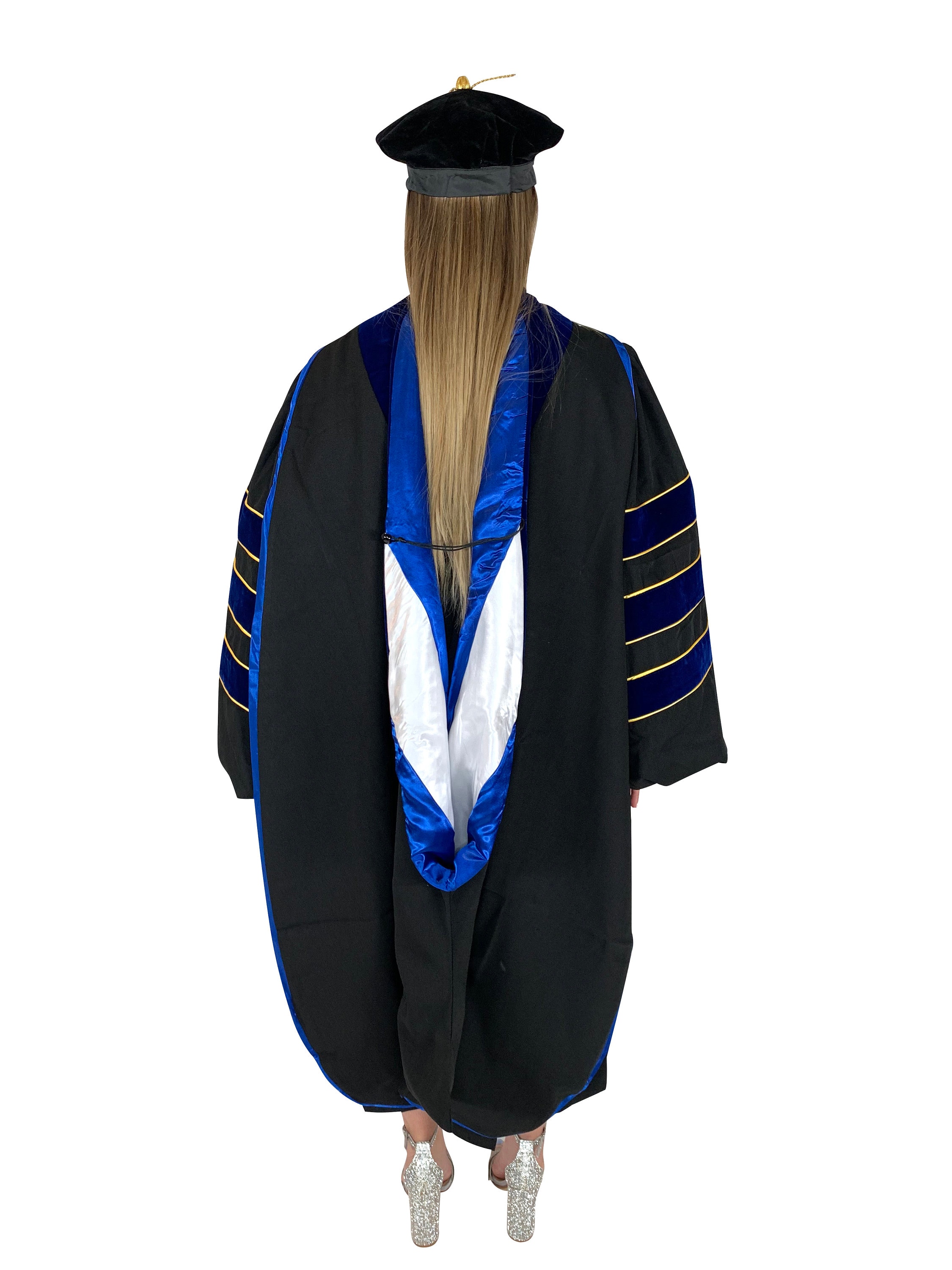 Cappe Diem Doctoral Phd Blue Gown, Hood, and Tam Deluxe Set Graduation ...