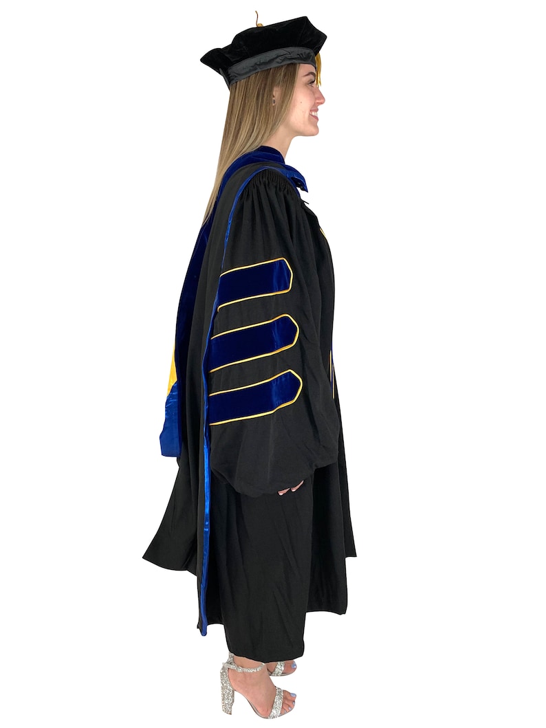 Cappe Diem Doctoral Phd Blue Gown, Hood, and Tam Deluxe Set Graduation ...
