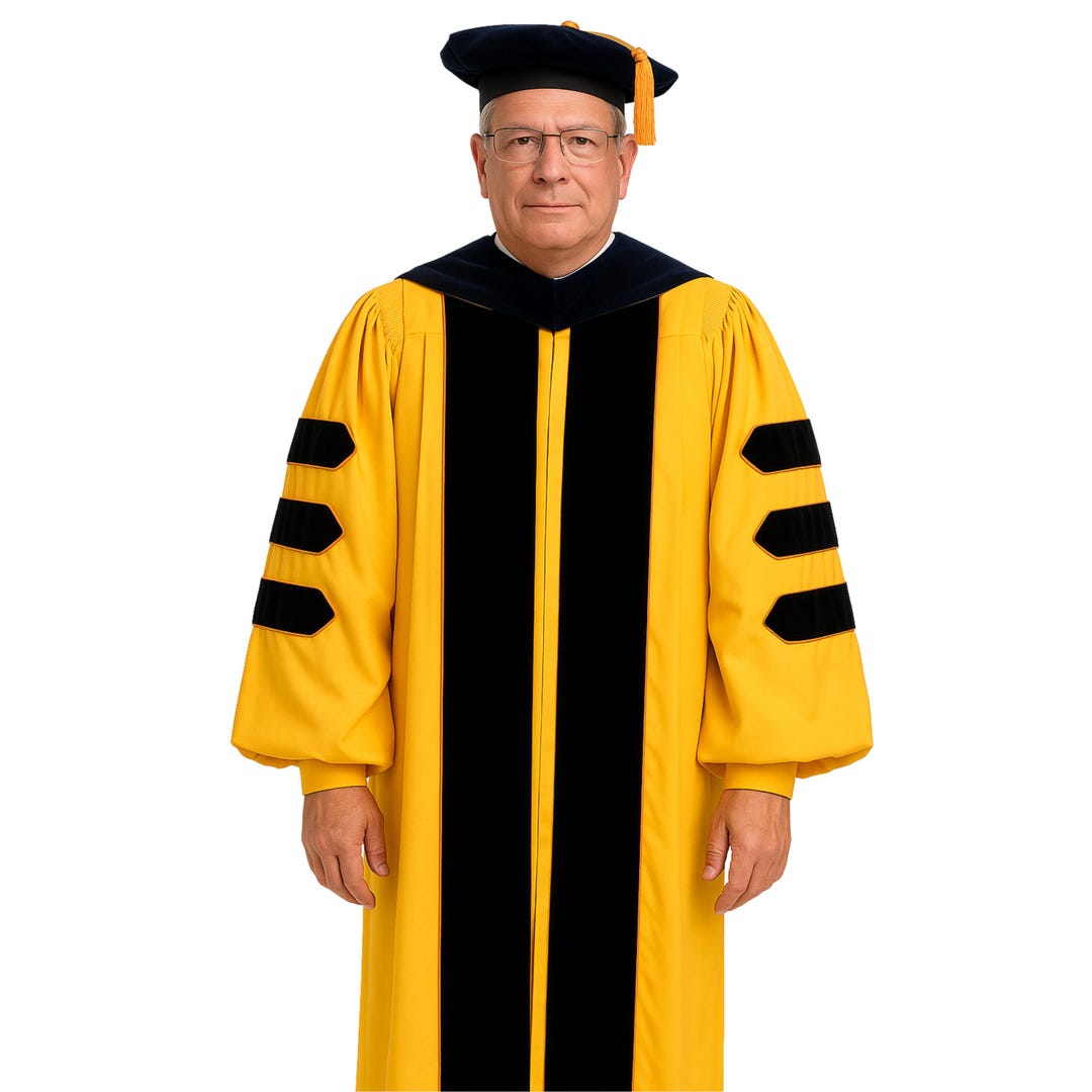 Yellow Doctoral Gown and Tam Deluxe Graduation Set | Yellow Graduate ...