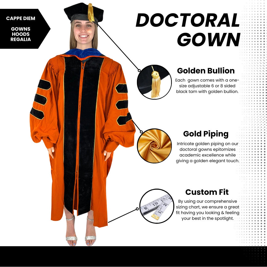 Orange Doctoral Gown and Tam Deluxe Graduation Set | Phd Graduate ...