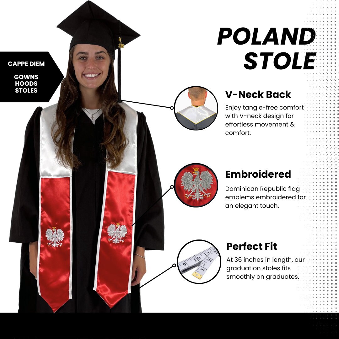 Poland Graduation Stole Polish American Graduation Sash College Class ...