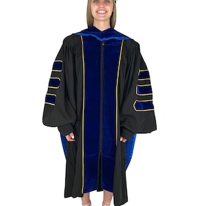 Cappe Diem Doctoral Phd Blue Gown, Hood, and Tam Deluxe Set ...