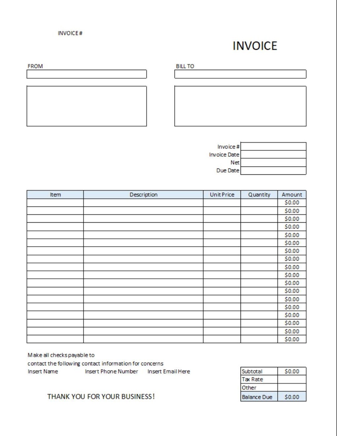 Excel Invoice Template - Etsy Canada