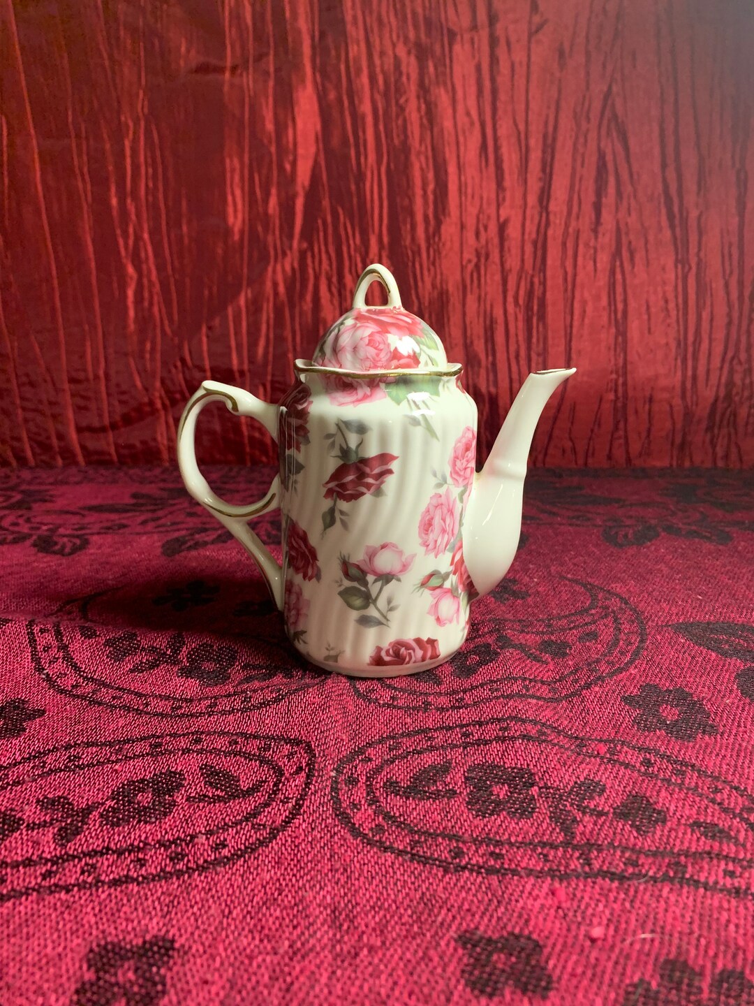 Vintage Decorative Miniature Teapot W/pink and Purple Floral Pattern - Etsy