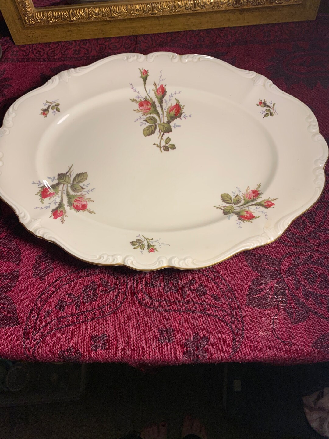 Vintage Rosenthal Pompadour Moss Rose Large Porcelain Serving Tray ...
