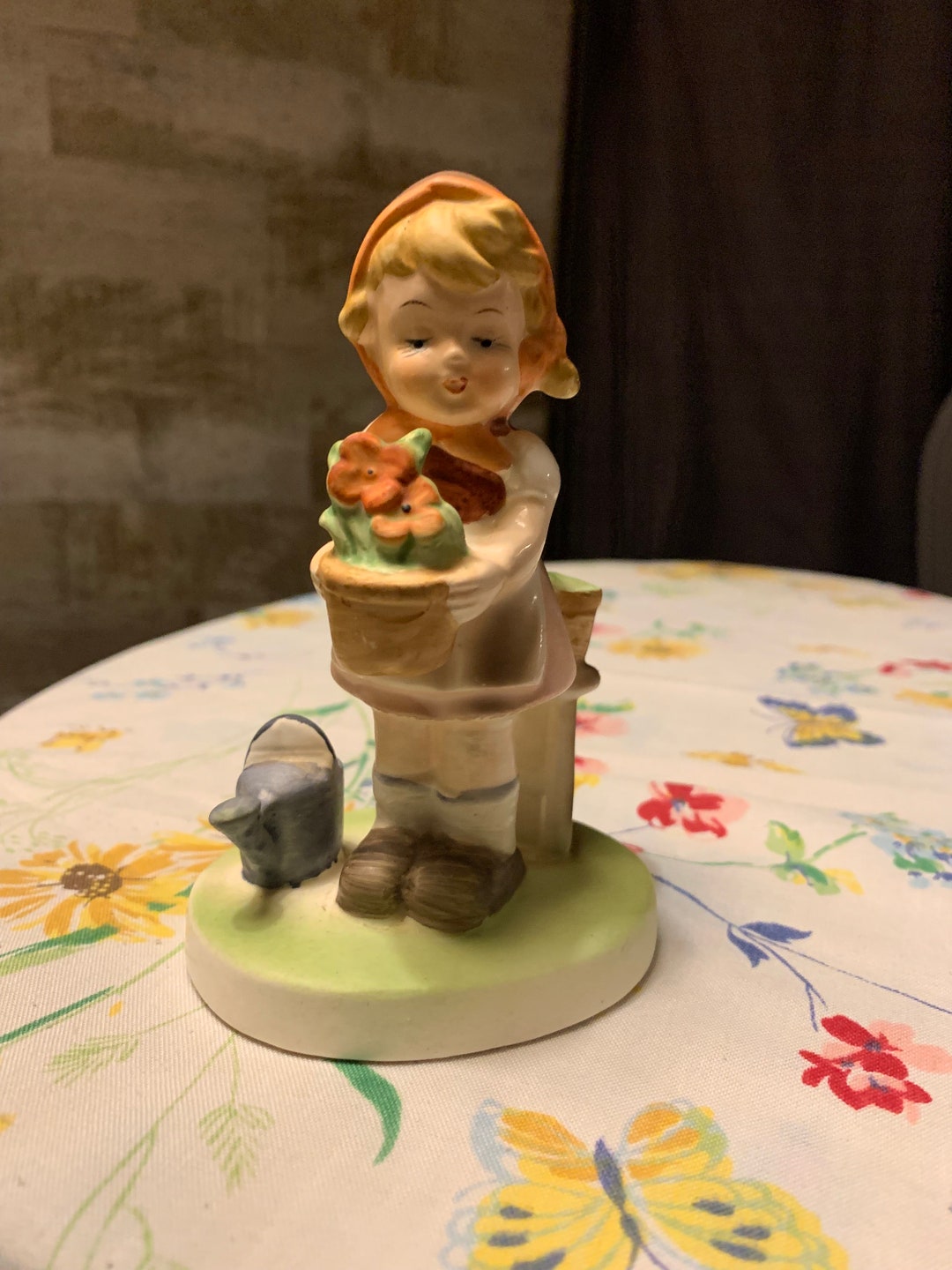 Vintage Hummel Like Figurine-girl W/flower Pot and Watering Can - Etsy