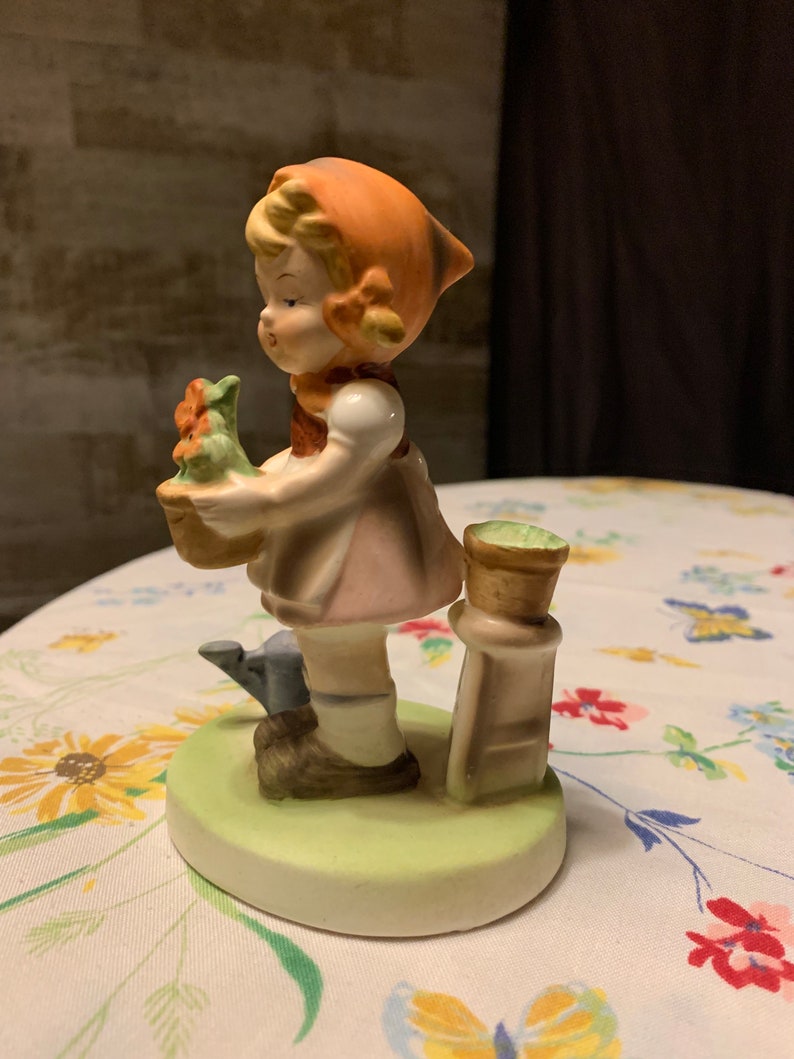 Vintage Hummel Like Figurine-girl W/flower Pot and Watering - Etsy