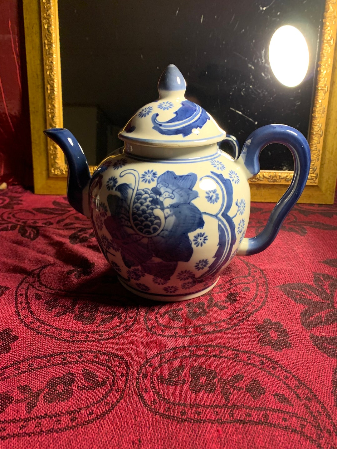 Vintage Porcelain Blue and White Teapot Made in China - Etsy