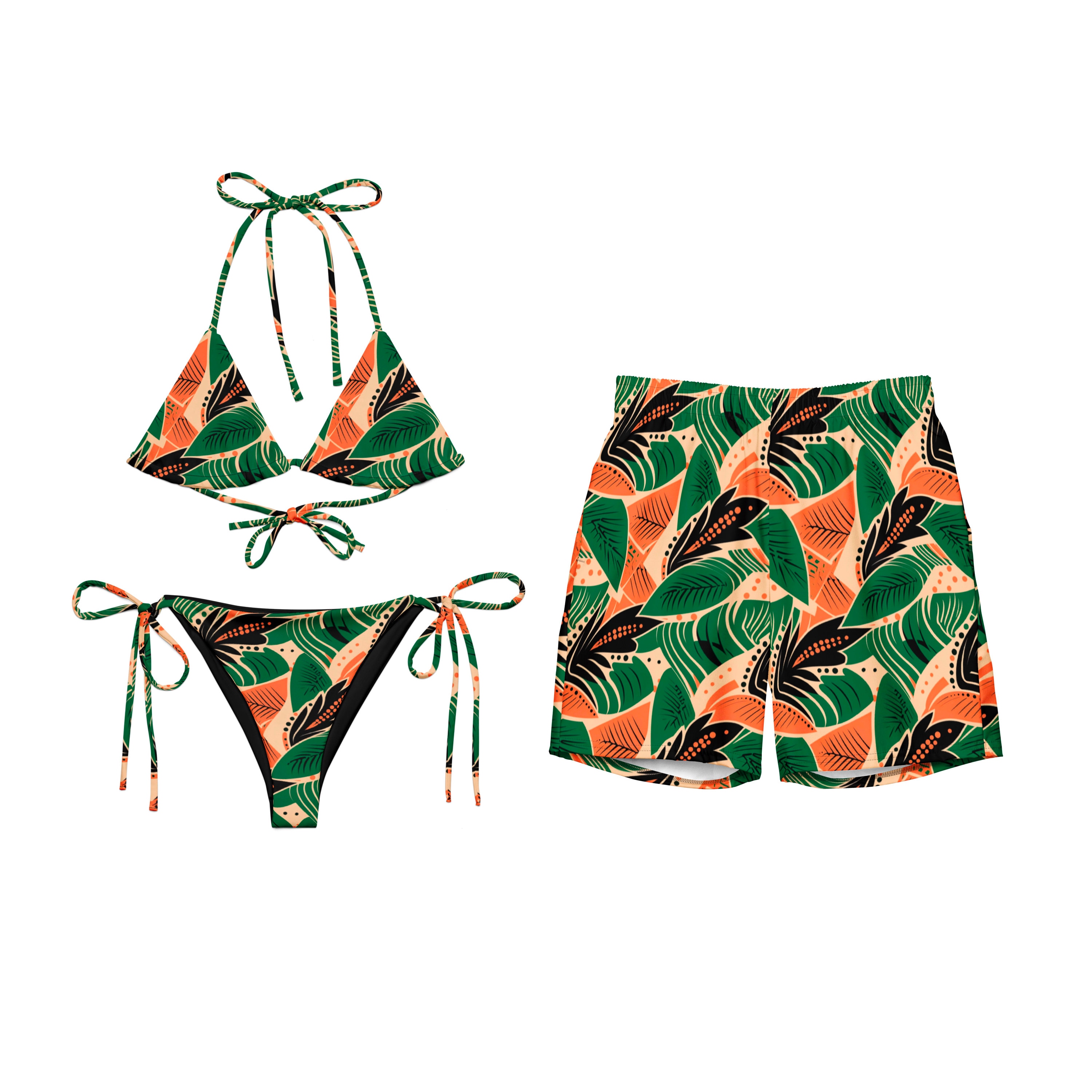 Matching Couples Swimsuit Set His And Hers Swimwear Tropical Couple