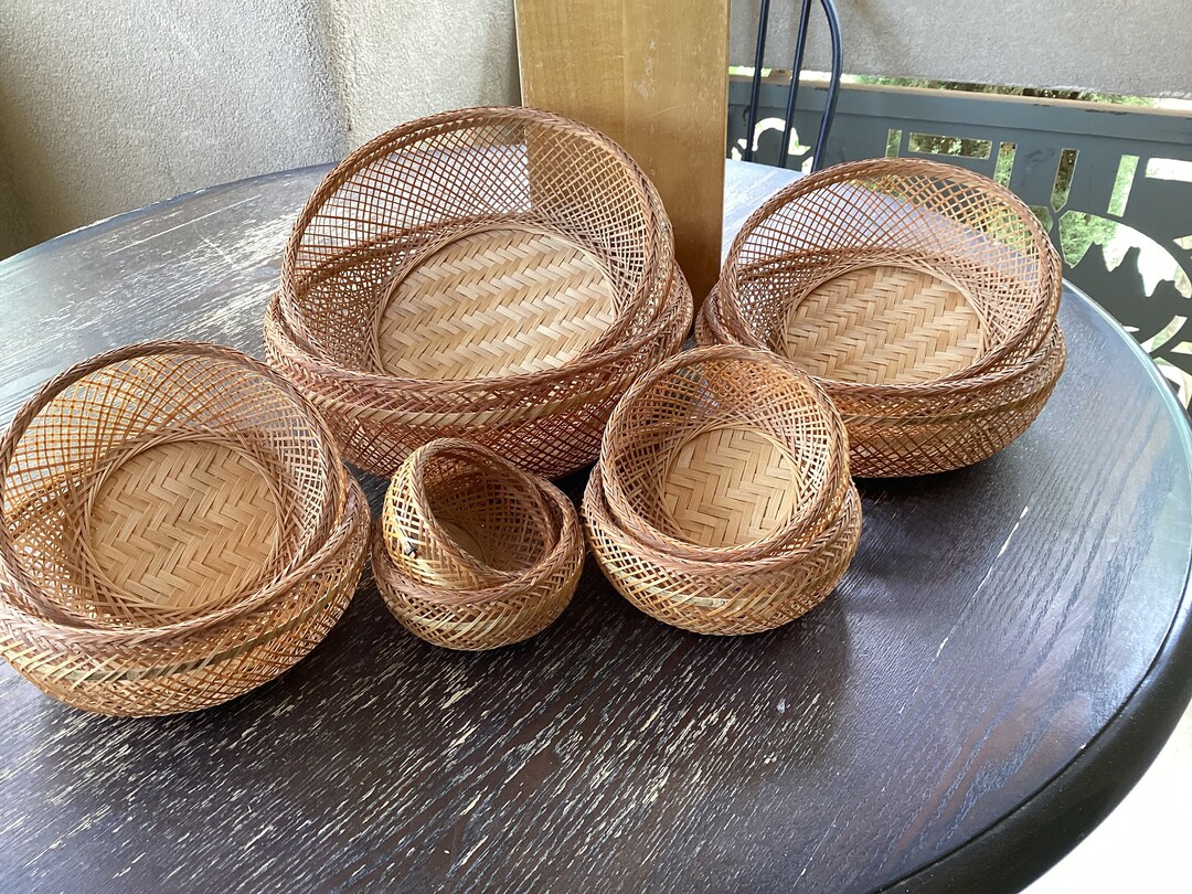 10 Japanese Stacking Baskets, Cane Rattan Wicker - Etsy