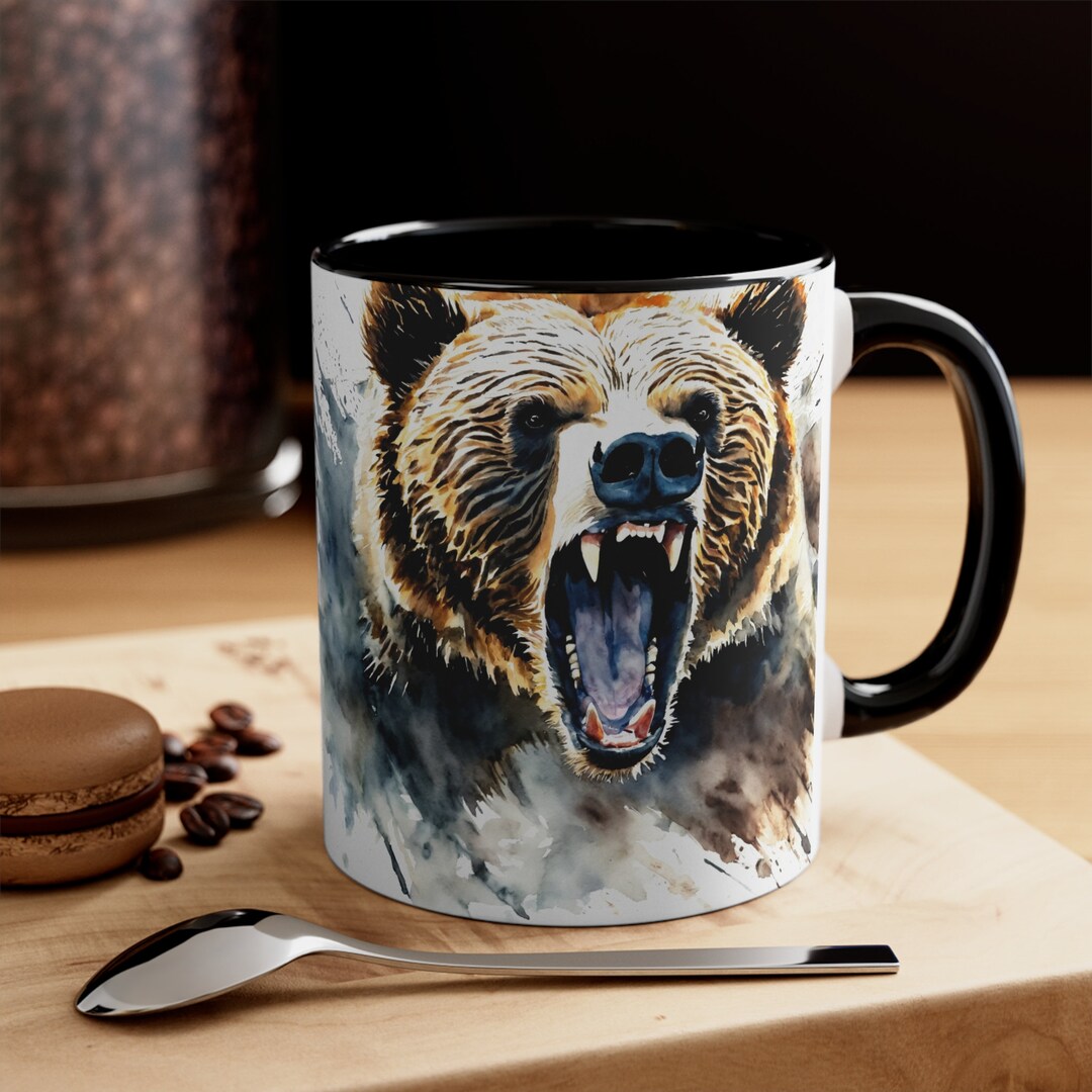 Grizzly Bear, Watercolor, Forest, Mountain, Woods, Brown, Black, Animal ...