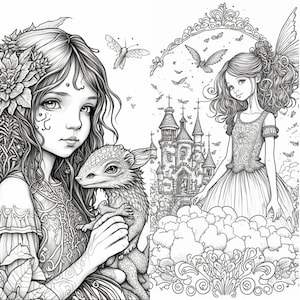 Dreamy Fairy Girls: A 100 Page Coloring Book for Adults and Children ...