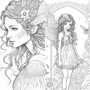 Dreamy Fairy Girls: A 100 Page Coloring Book for Adults and Children ...