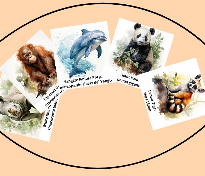 10 Posters + 10 Flashcards in English and Spanish for Endangered ...