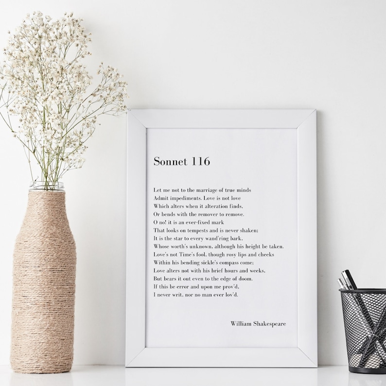 Sonnet 116 by William Shakespeare - Printable Poetry, Digital Download ...