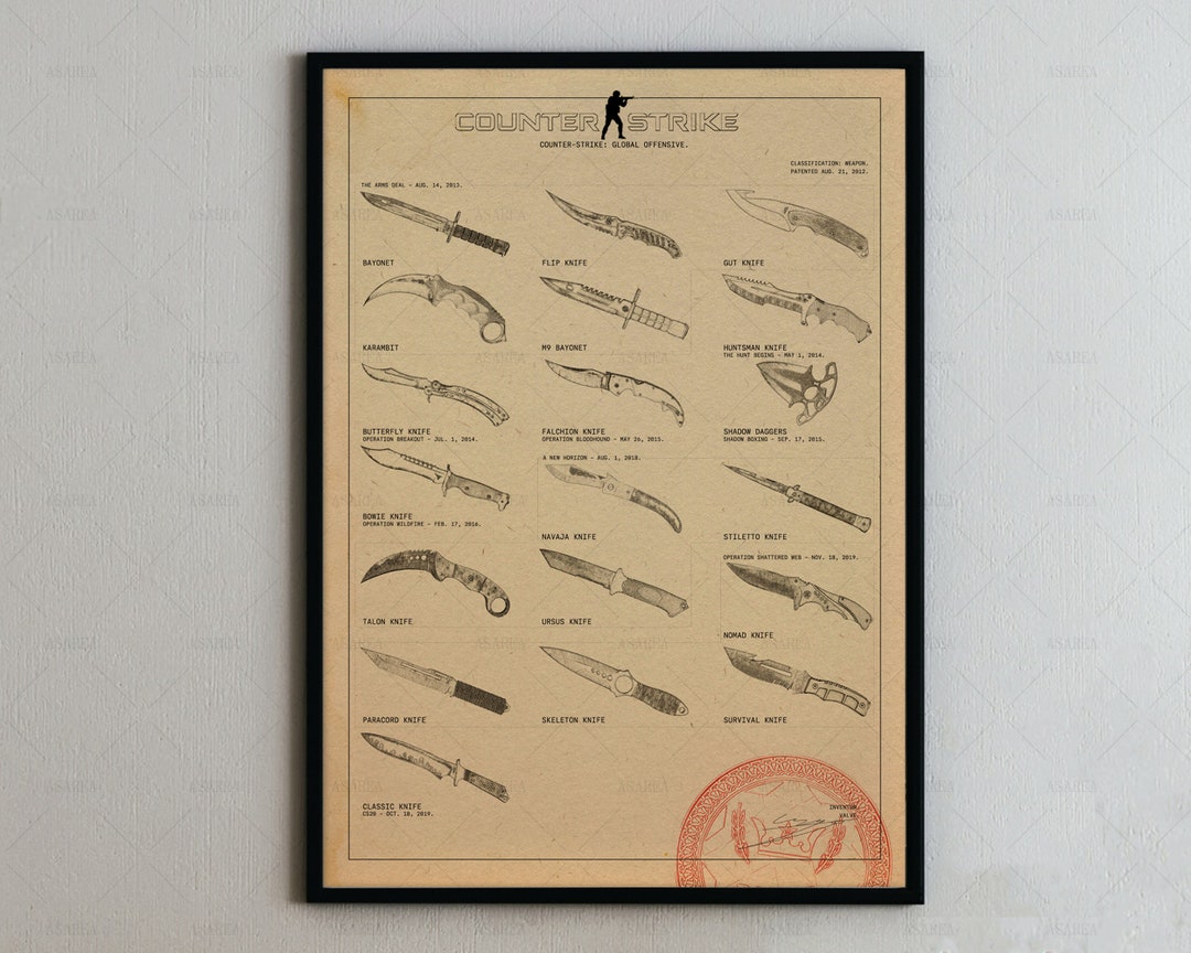 Counter-strike Global Offensive Poster Knives Game Poster Room Poster ...
