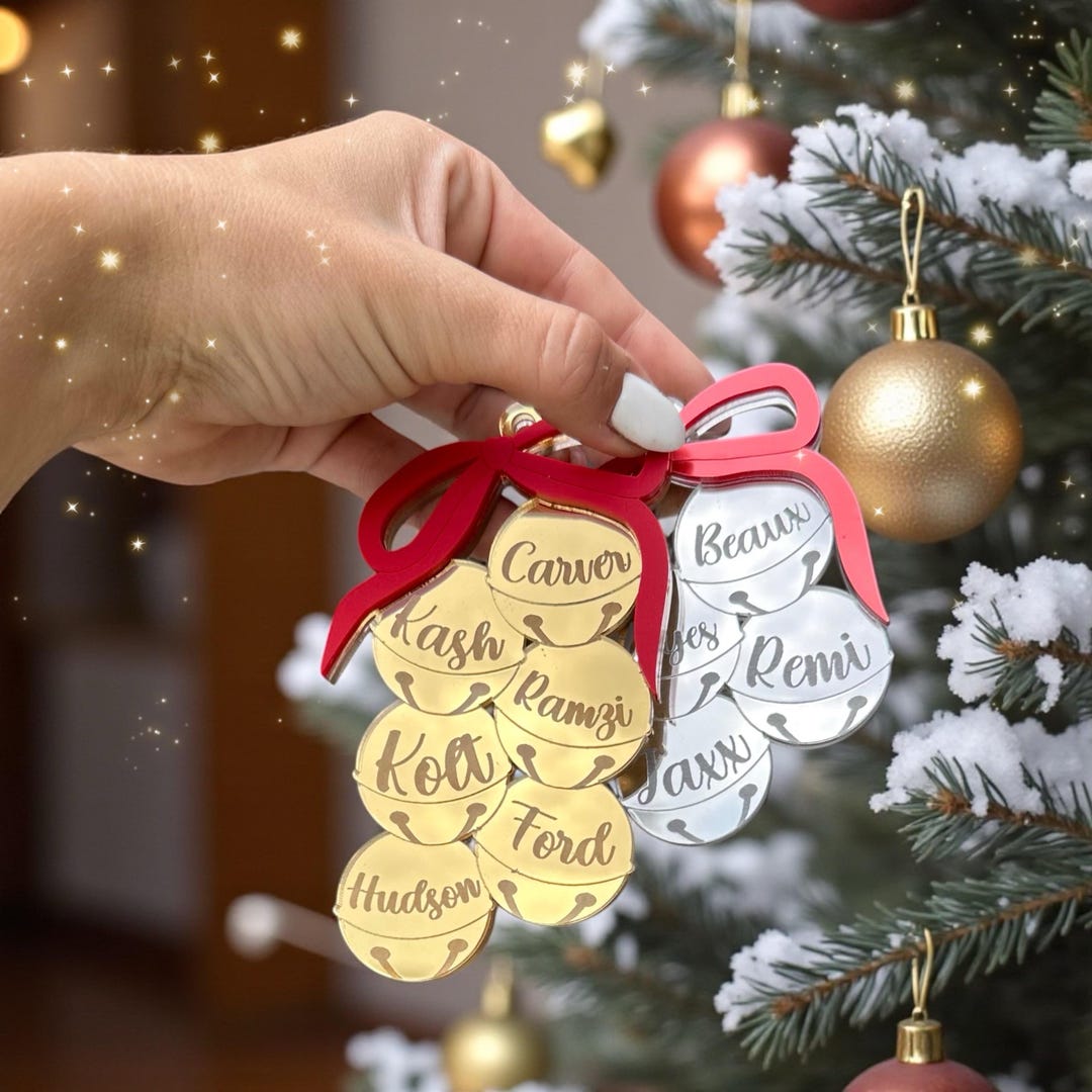 Personalized Jingle Bell Family Ornament, Custom Name Christmas ...