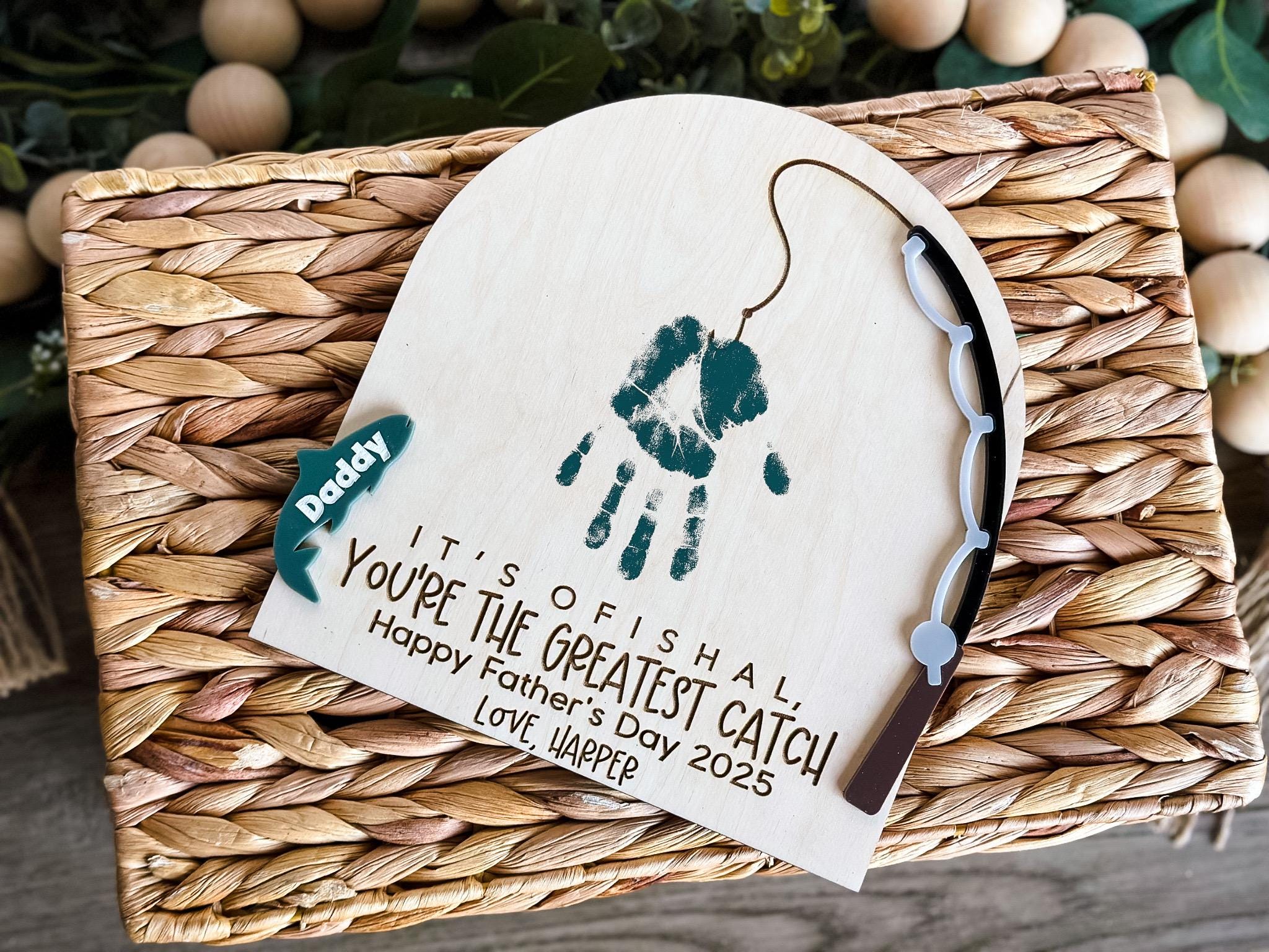 Personalized Handprint Fishing Sign, DIY Father's Day Gift - Etsy