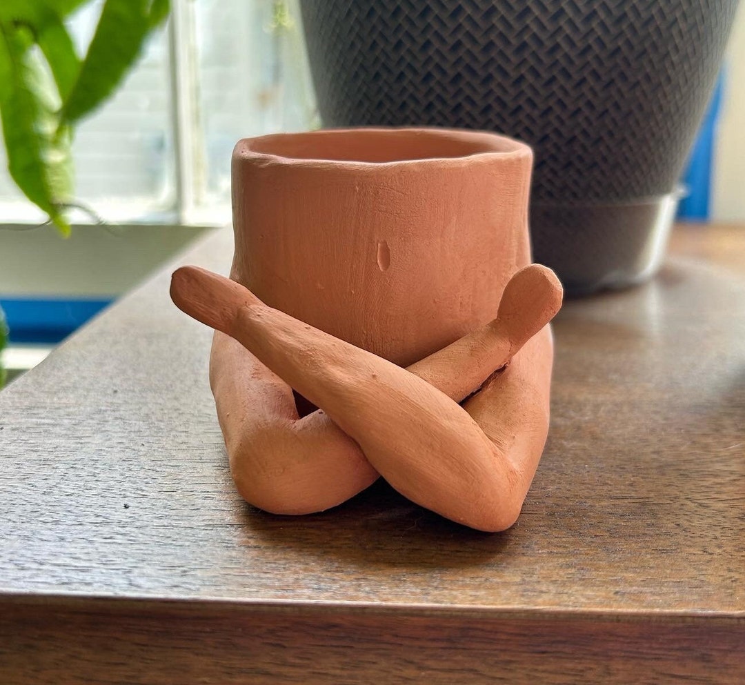 Cute Yoga Planter Pot Container Terracotta Earthenware Zen Meditation ...