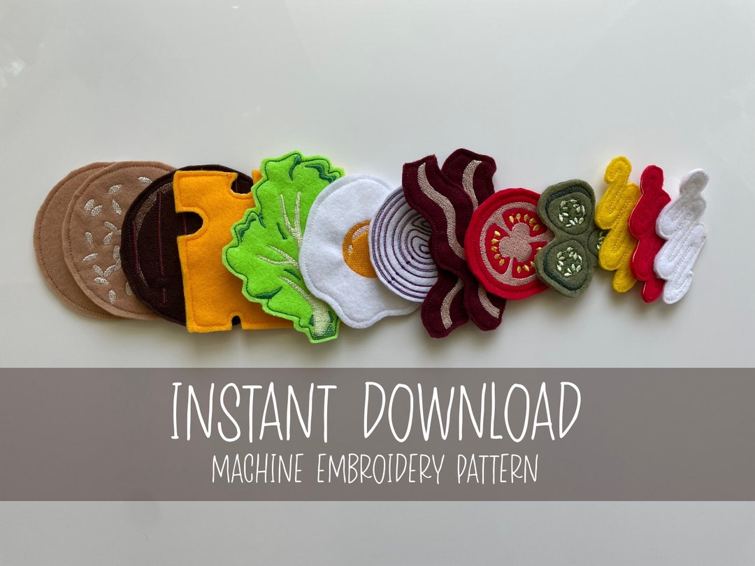 Embroidery FILES ITH Burger, Felt ITH Burger Set, 4x4 Felt Burger ...