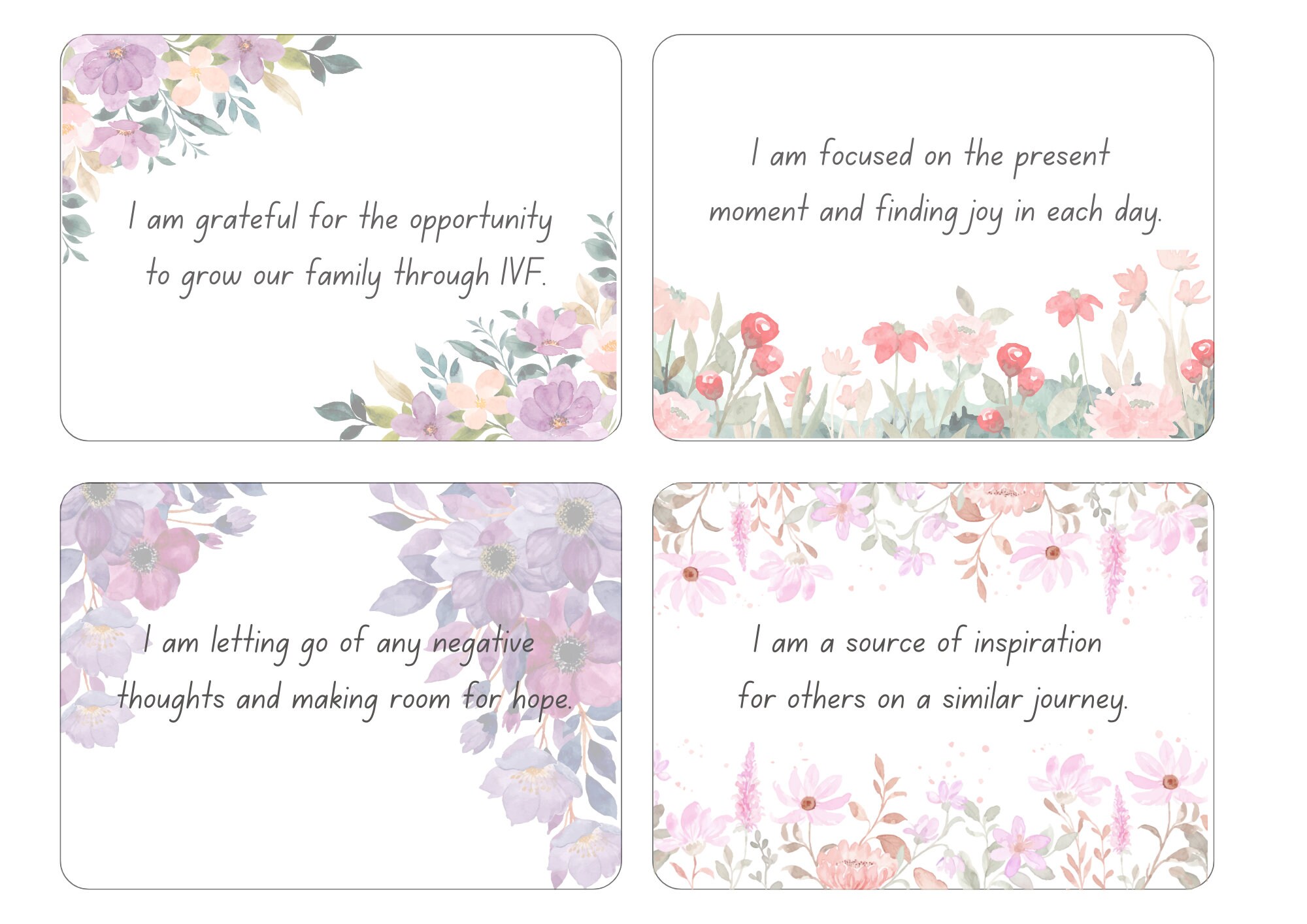 Empowering IVF Affirmation Cards - Printable PDF for Positive Fertility ...