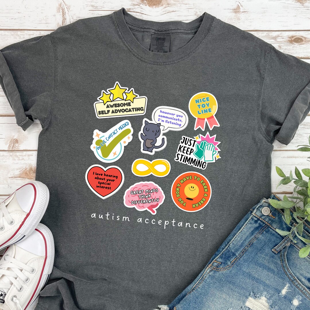 Autism Acceptance Sticker Chart Adult T Shirt - Etsy