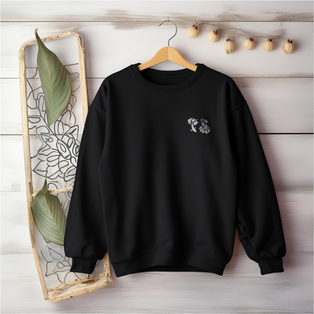 JJK Embroidered Gojo Geto Minimalist Fish Long Sleeve Shirt Sweatshirt ...