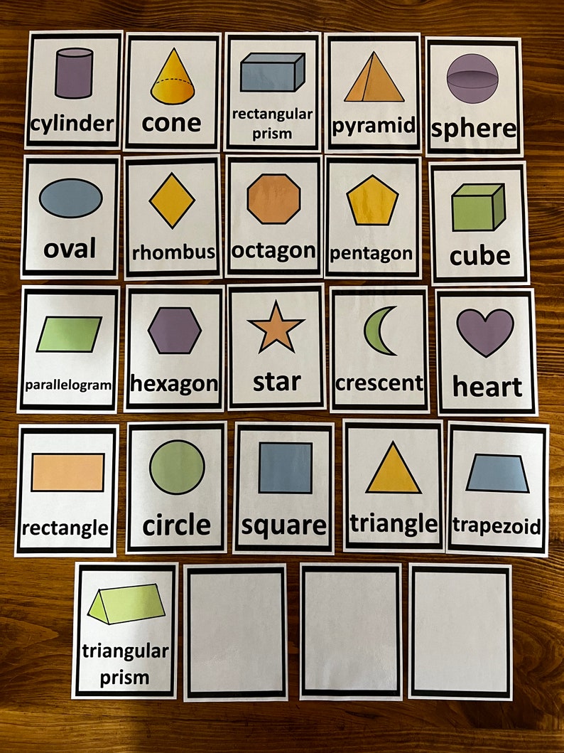 Shape Flashcards - Etsy
