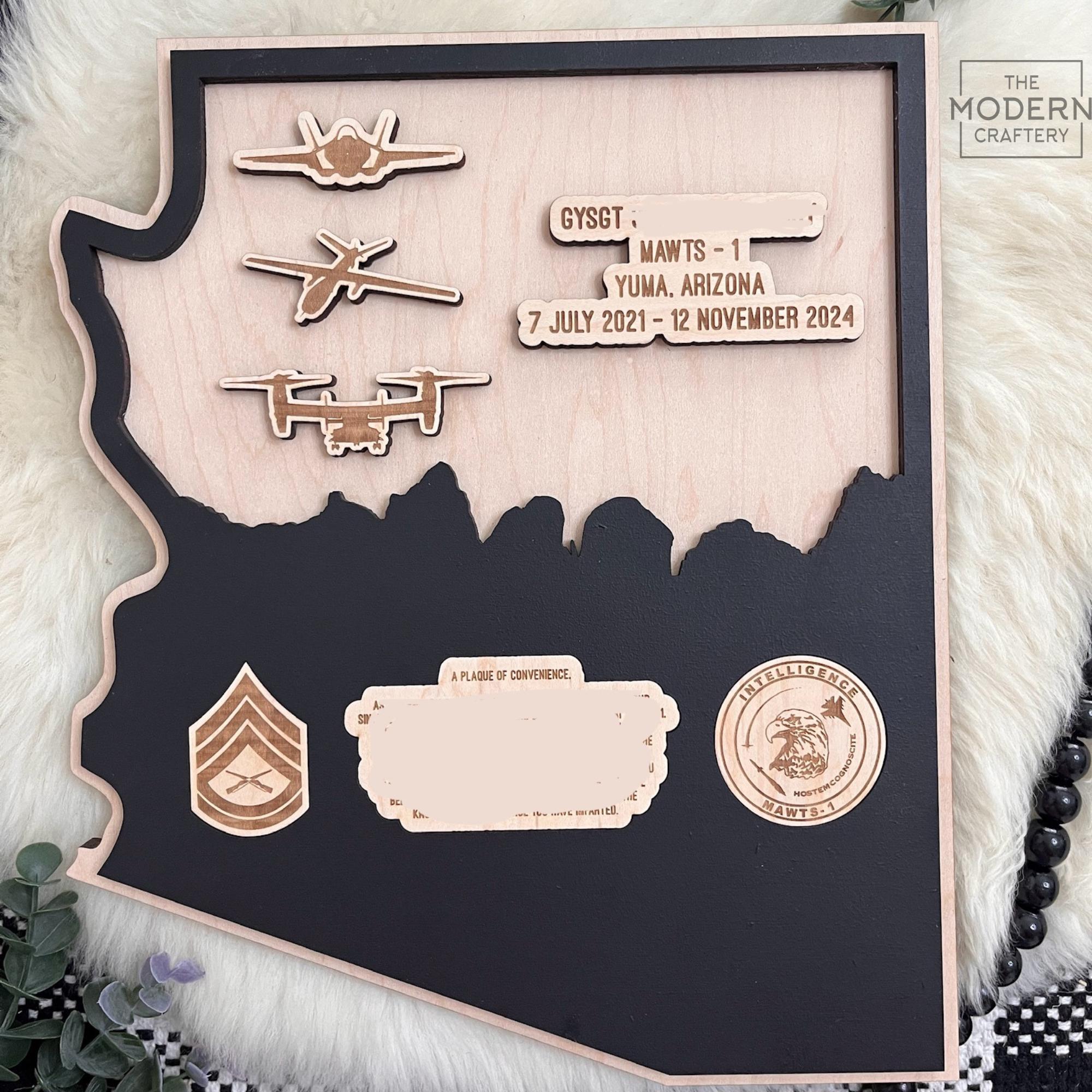 Custom Military Promotion Gift, PCS Plaque, State/country/base Going ...