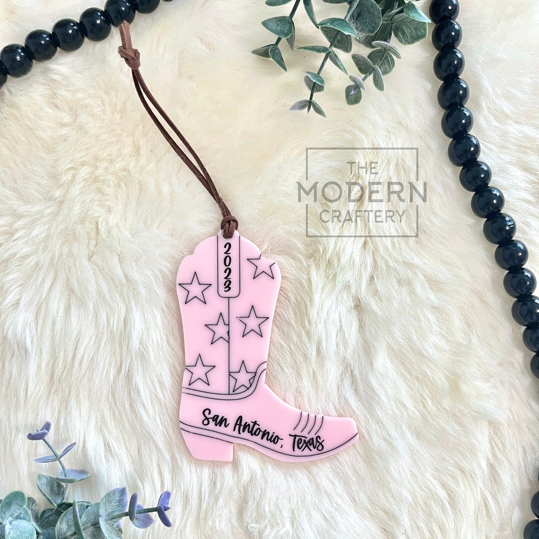 Cowgirl Boot Ornament - Coastal Cowgirl Ornament - Cowboy Boot Ornament ...